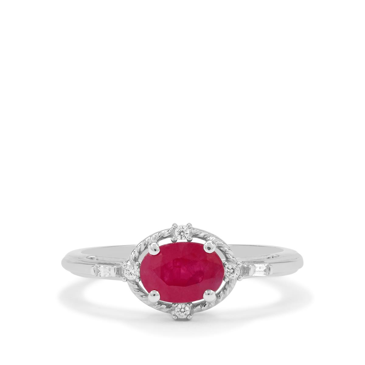 John Saul Ruby Ring with White Zircon in Sterling Silver 1.15cts | Gemporia