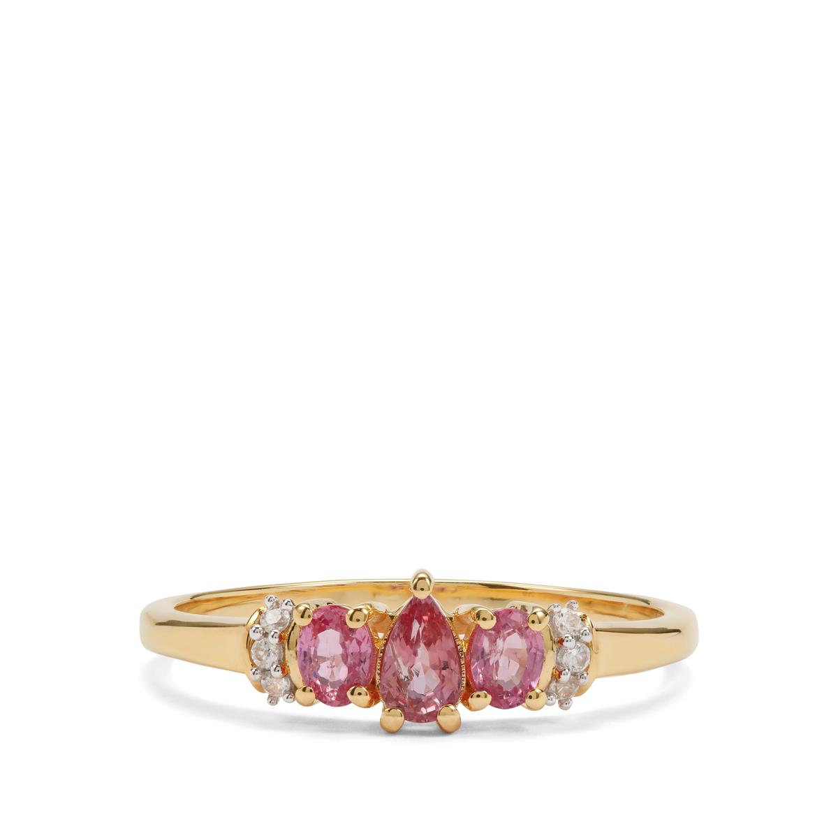 Padparadscha Sapphire Ring with White Zircon in 9K Gold 0.64ct | Gemporia