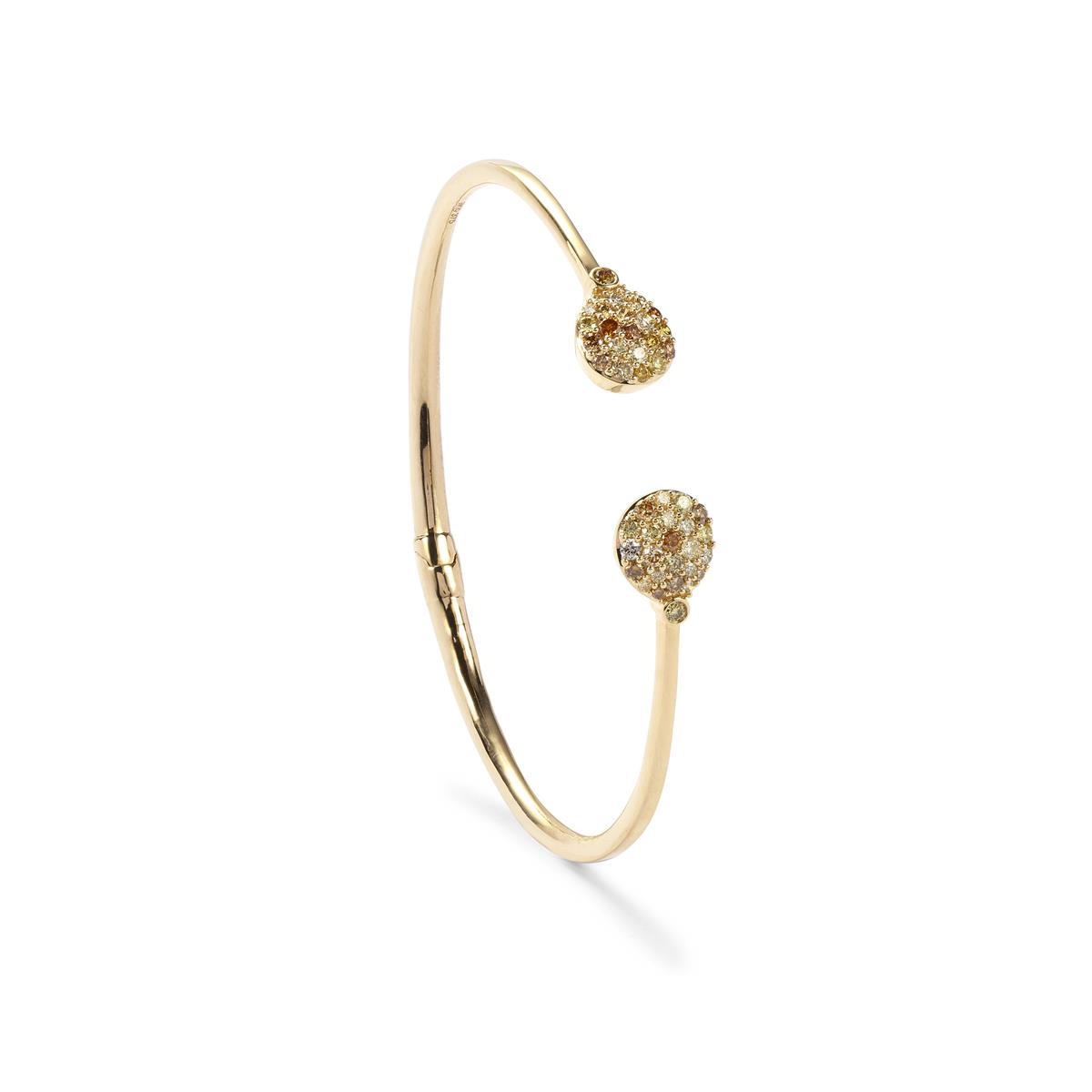 Multi-Colour Natural Brazilian Diamond Bangle in 9K Gold 1ct | Gemporia