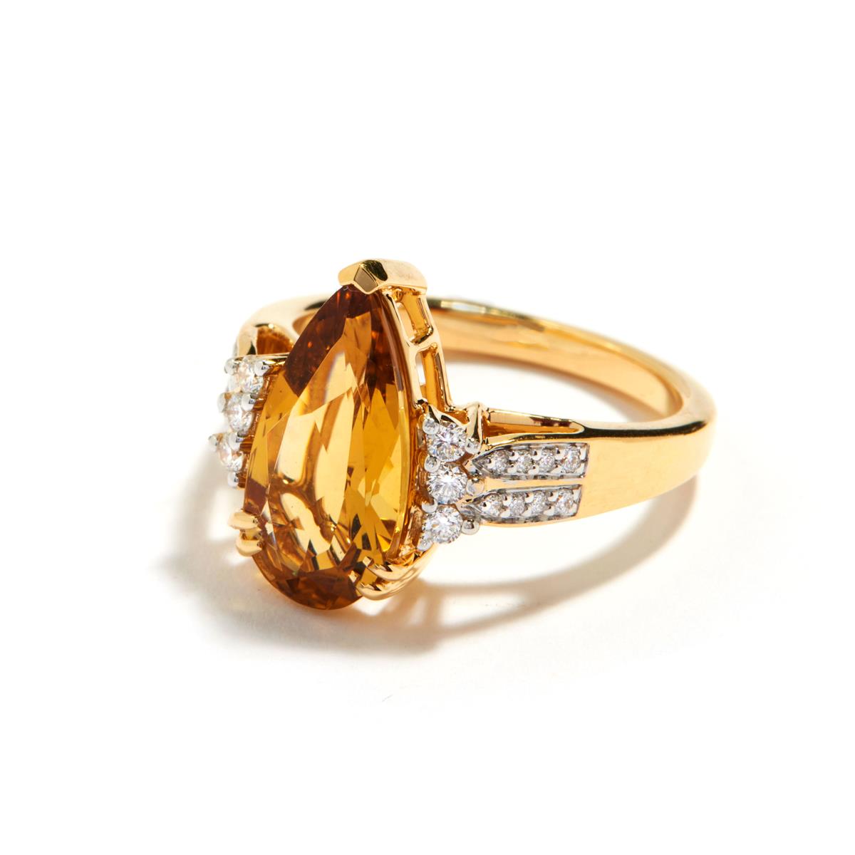 Heliodor Ring with Diamond in 18K Gold 3.23cts | Gemporia