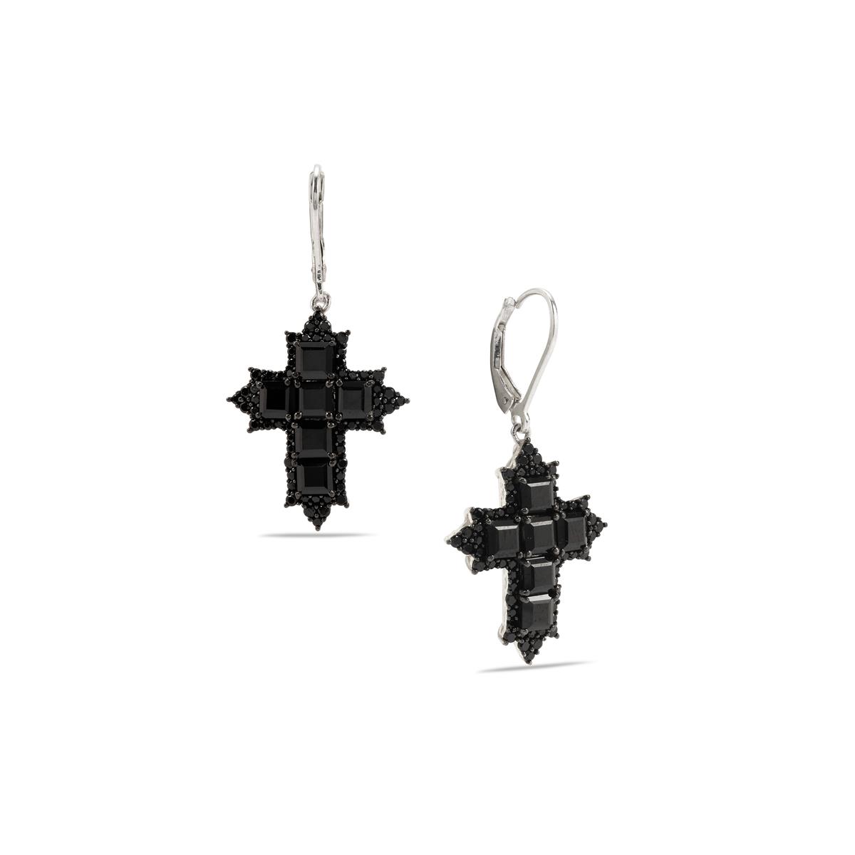 Black Spinel Earrings in Sterling Silver 7.35cts | Gemporia