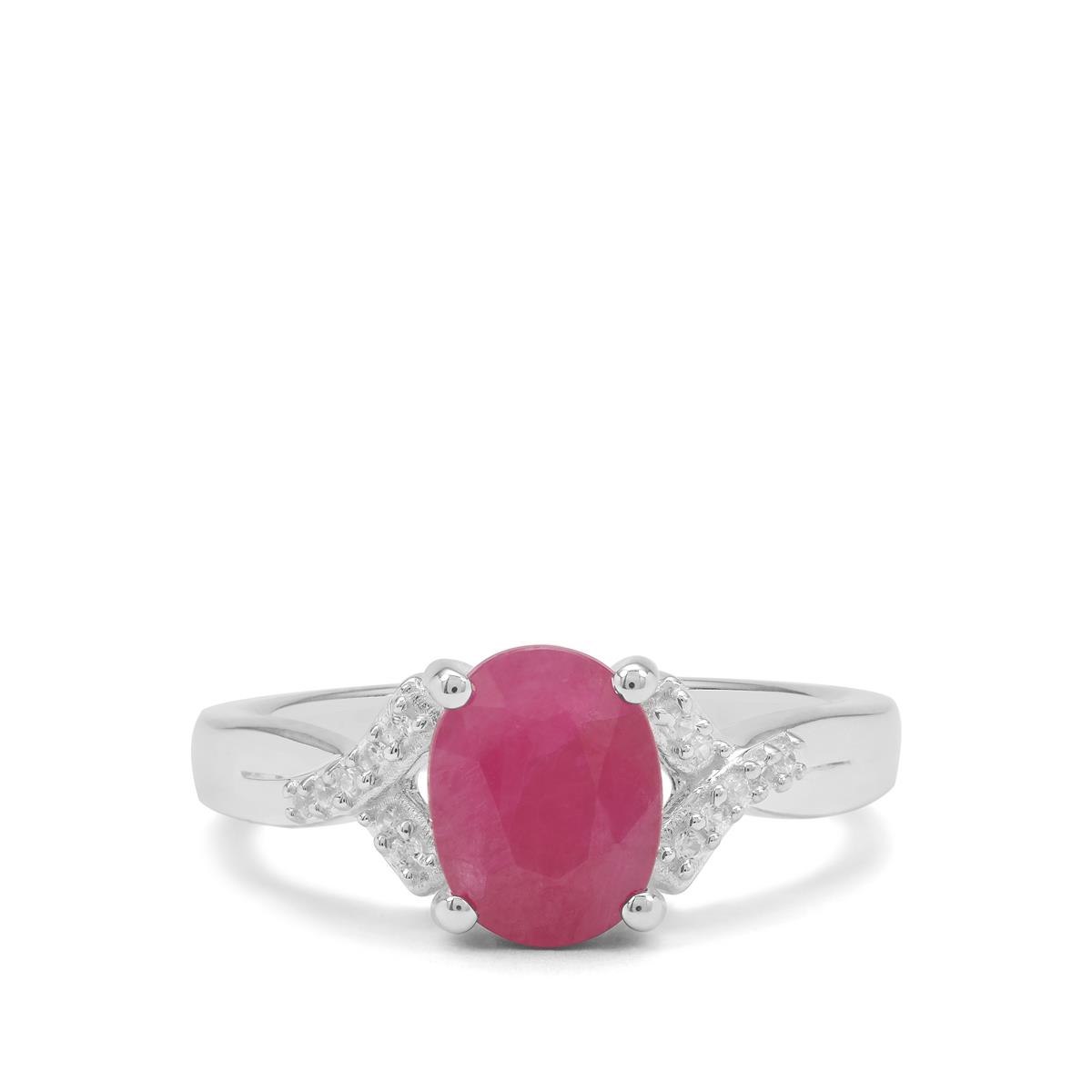 John Saul Ruby Ring with White Zircon in Sterling Silver 2.50cts | Gemporia
