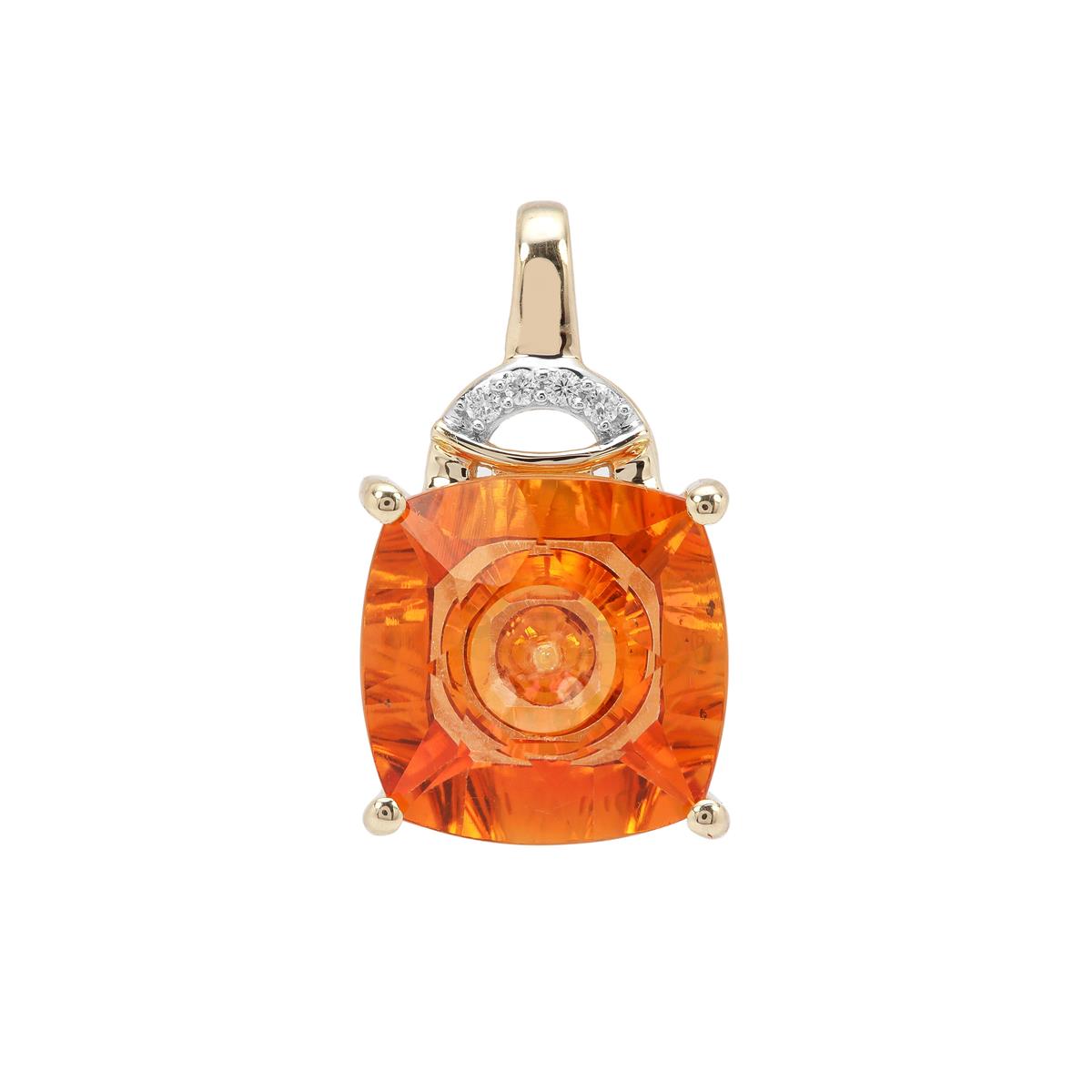 Lehrer Quasar Cut Padparadscha Quartz Pendant with Diamond in 9K Gold 3 ...