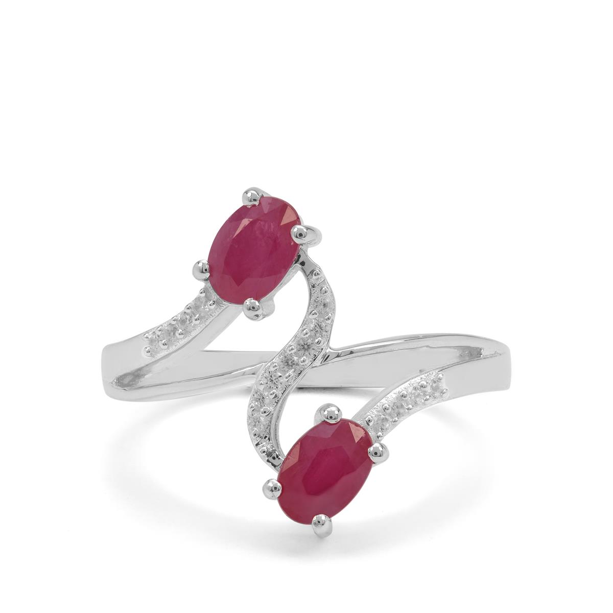 John Saul Ruby Ring with White Zircon in Sterling Silver 1.45cts | Gemporia