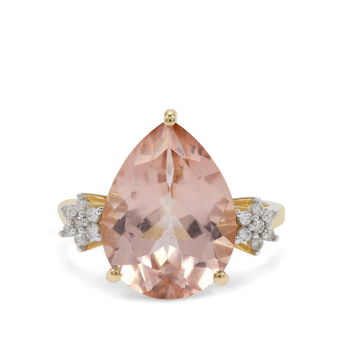 Teófilo Blush Pink Topaz & White Zircon 9K Gold Ring ATGW 10cts | Gemporia