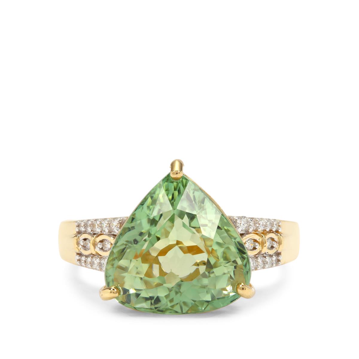 Neon Tourmaline & Diamond 18K Gold Ring MTGW 8.14cts | Gemporia