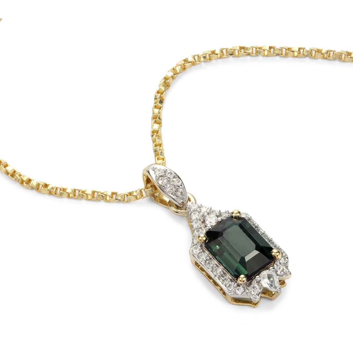 Mutuca Indicolite Pendant with White Zircon in 9K Gold 2cts | Gemporia