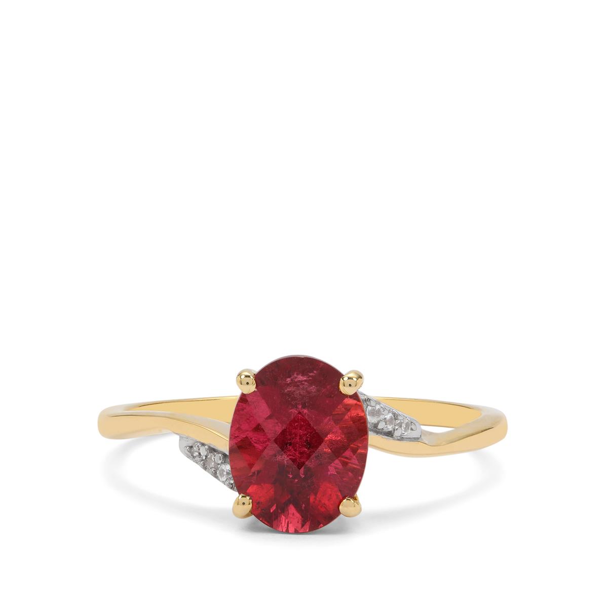 Safira Tourmaline Ring with White Zircon in 9K Gold 1.70cts | Gemporia