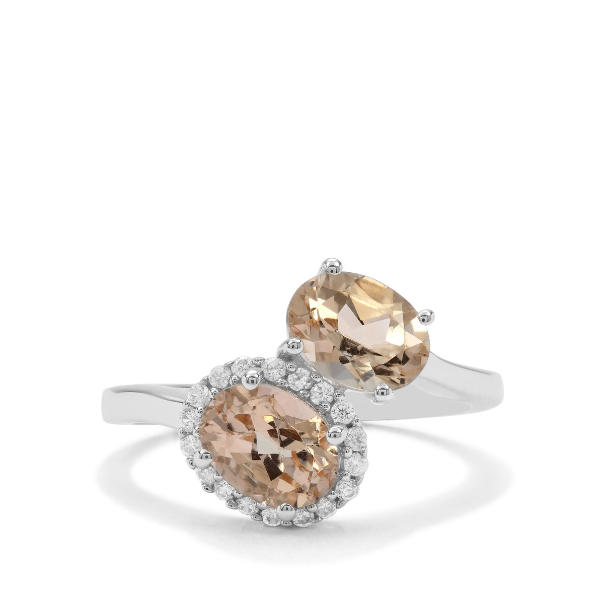 Champagne Danburite Ring with White Zircon in Sterling Silver 2.70cts ...