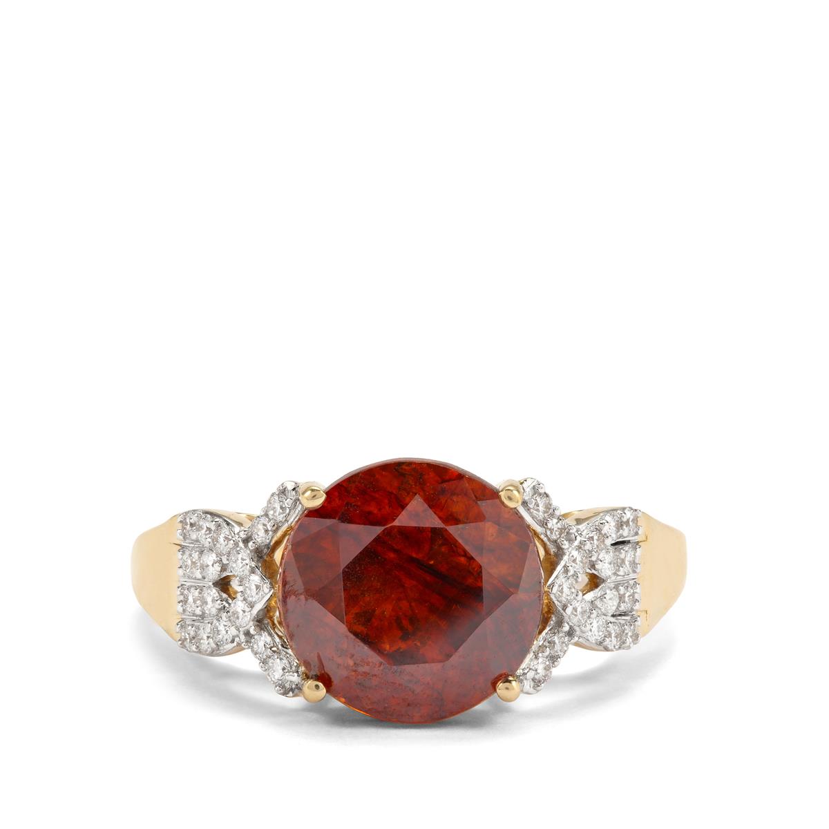 Sphalerite Ring with Diamond in 18K Gold 5.45cts | Gemporia