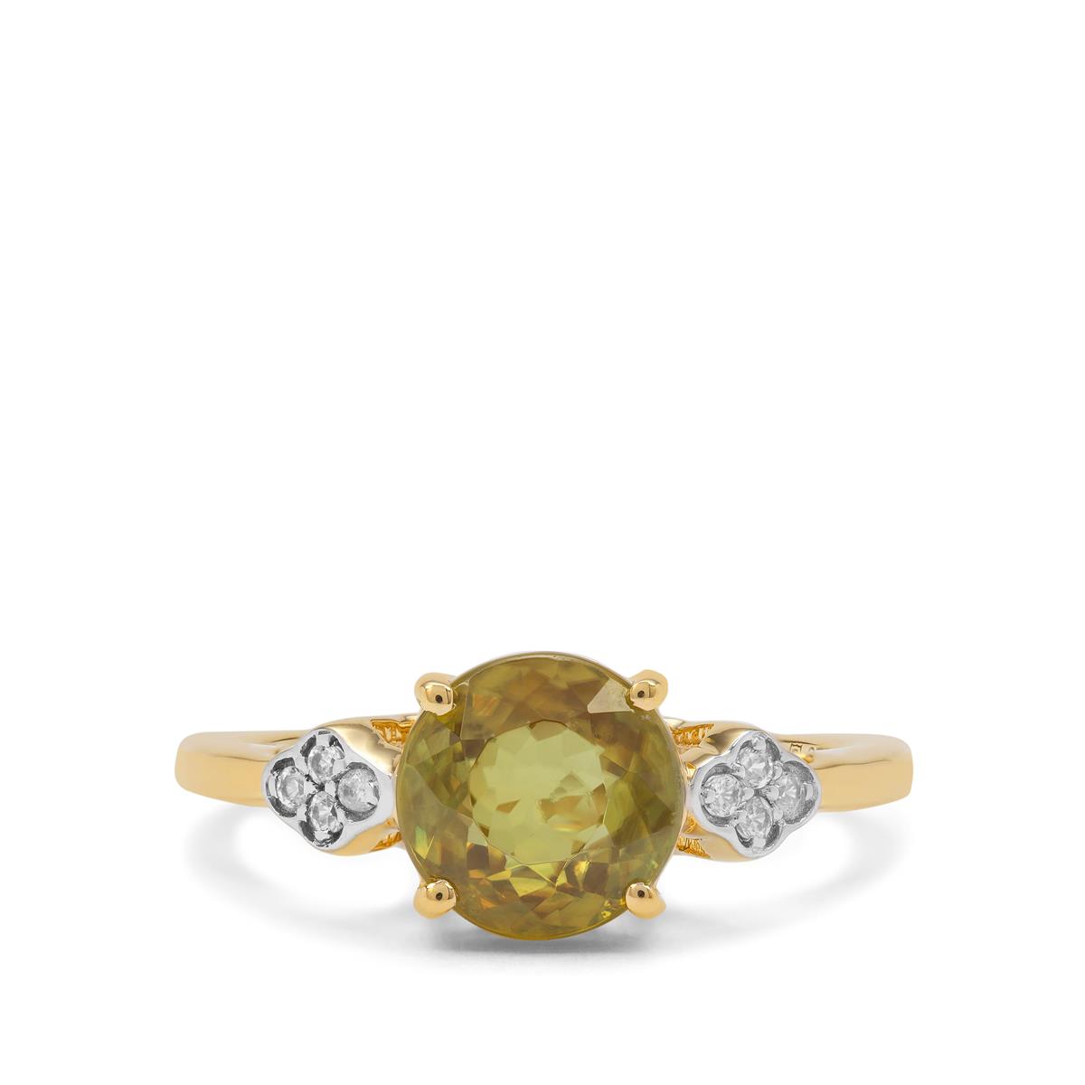 Ambilobe Sphene Ring with White Zircon in 9K Gold 2.70cts | Gemporia