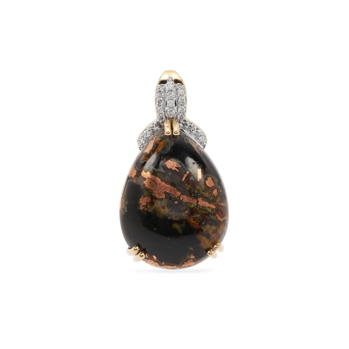 Aquadite Noir Pendant with Diamond in 18K Gold 19.89cts | Gemporia