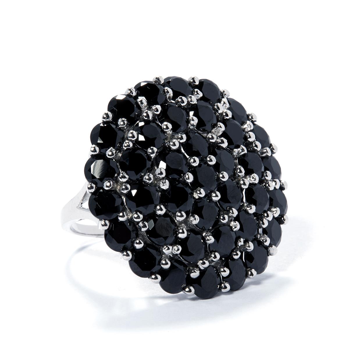11.95ct Black Spinel Sterling Silver Ring | Gemporia