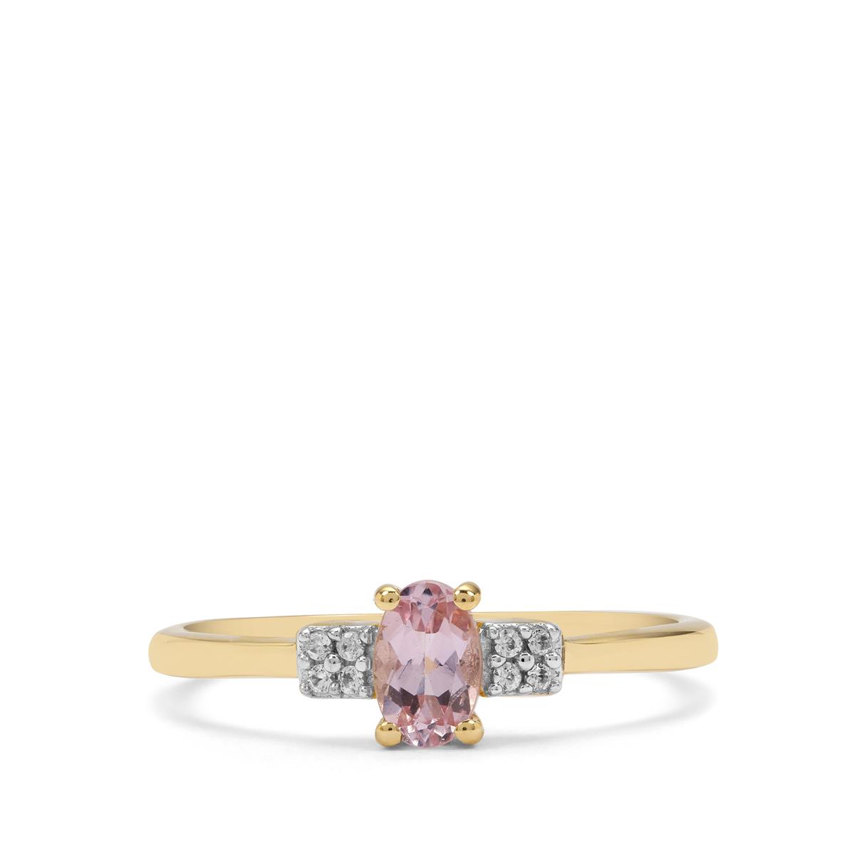 Imperial Pink Topaz Ring with White Zircon in 9K Gold 0.45ct | Gemporia