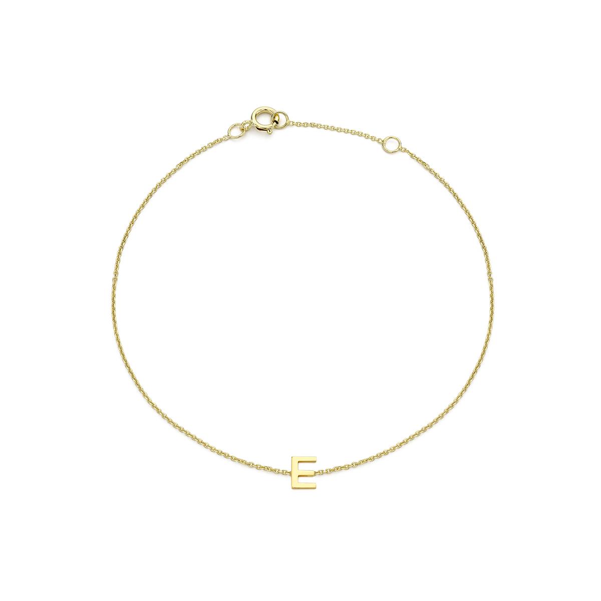 Letter 'E' Bracelet in 9K Gold | Gemporia