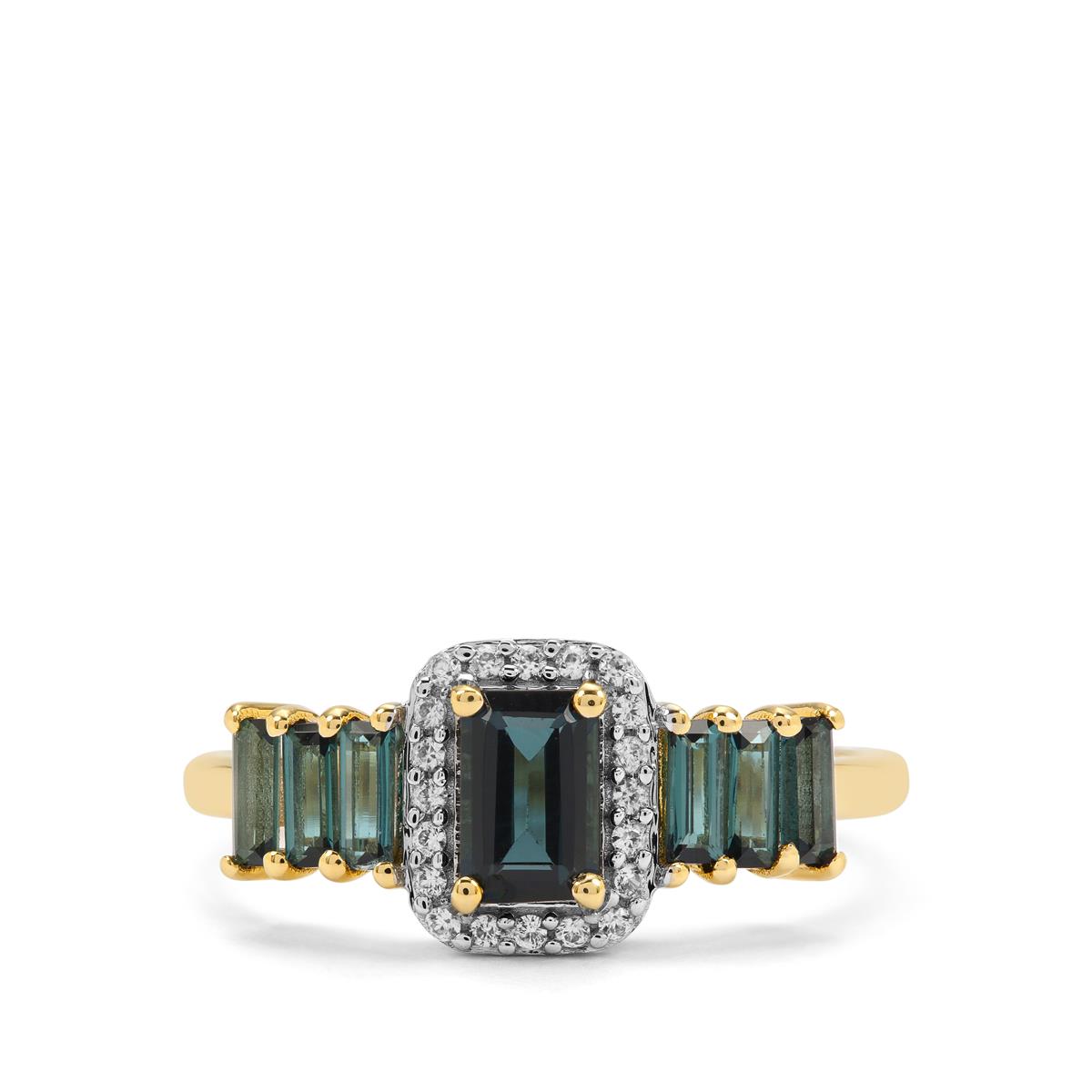 Mutuca Indicolite Ring with White Zircon in 9K Gold 1.20cts | Gemporia