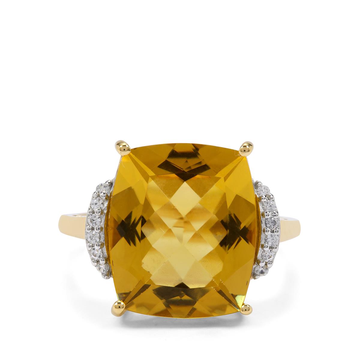 Xia Heliodor Ring with White Zircon in 9K Gold 8cts | Gemporia