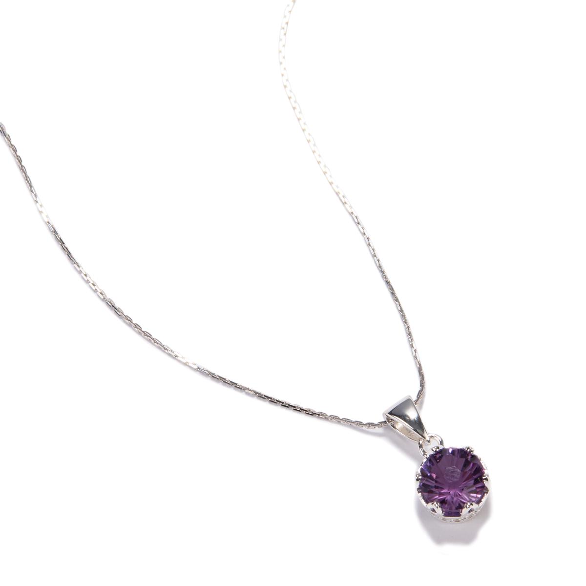 Firework Cut Uruguayan Amethyst Pendant with WhiteTopaz in Sterling ...