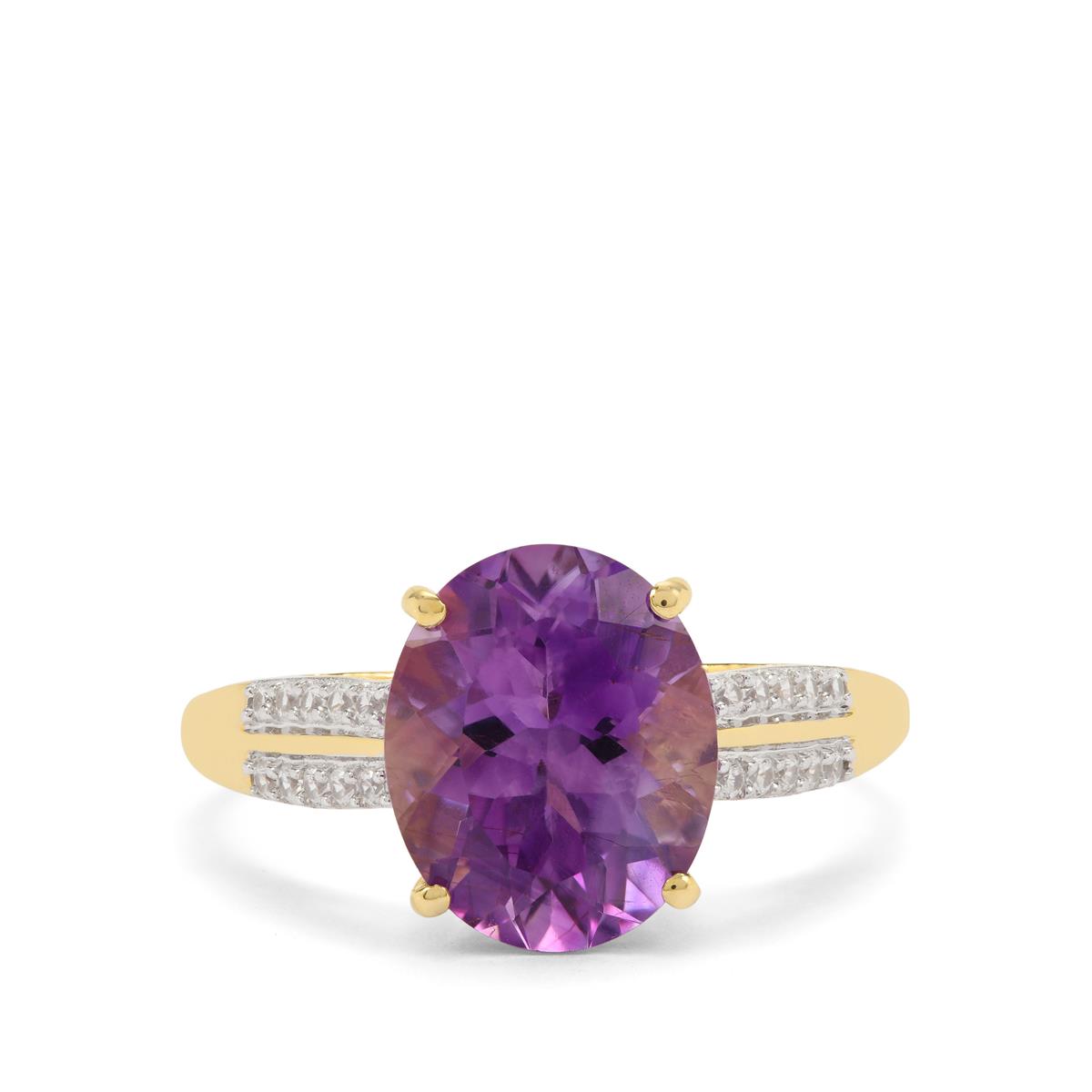 Hourglass Moroccan Amethyst Ring with White Zircon in 9K Gold 3.42cts ...