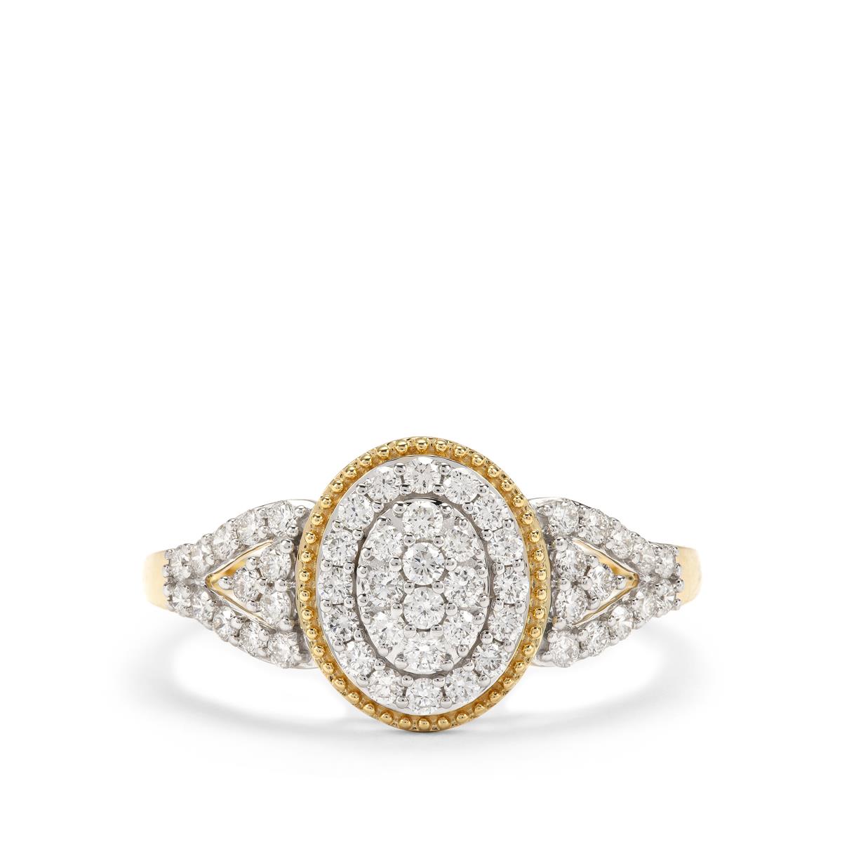 Namibian White Diamond Ring in 9K Gold 0.53cts | Gemporia