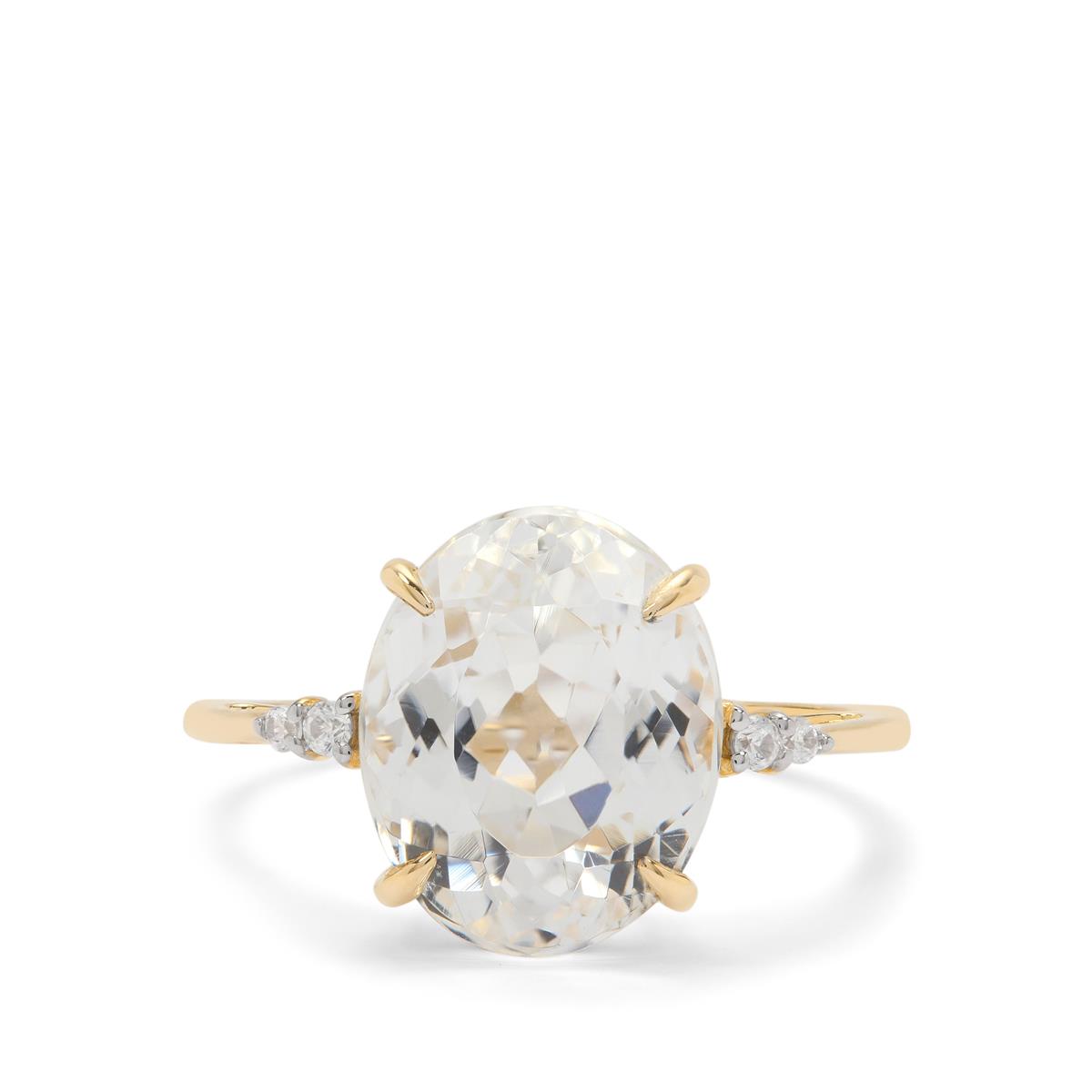 Ice Kunzite Ring with White Zircon in 9K Gold 5.35cts | Gemporia