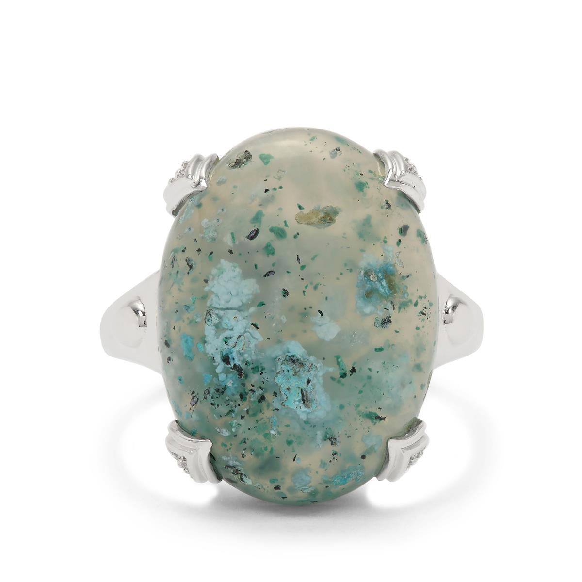 Blue Aquadite Ring with White Zircon in Sterling Silver 14.80cts | Gemporia