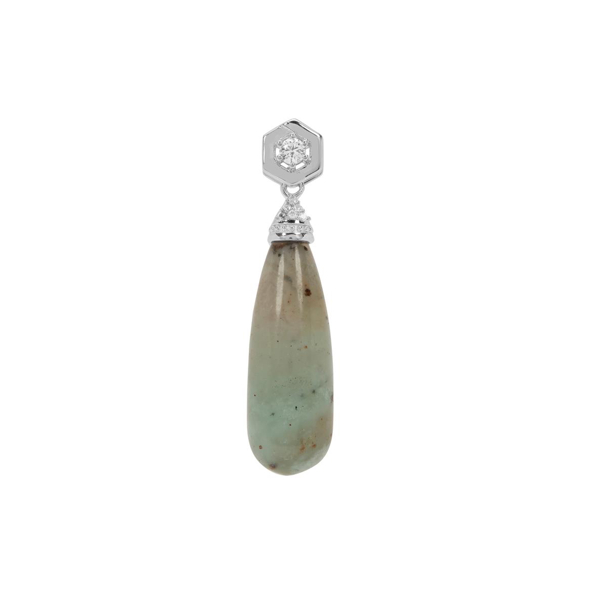 Aquaprase™ & White Zircon Artemis Lavalier Amulet in Sterling Silver ...