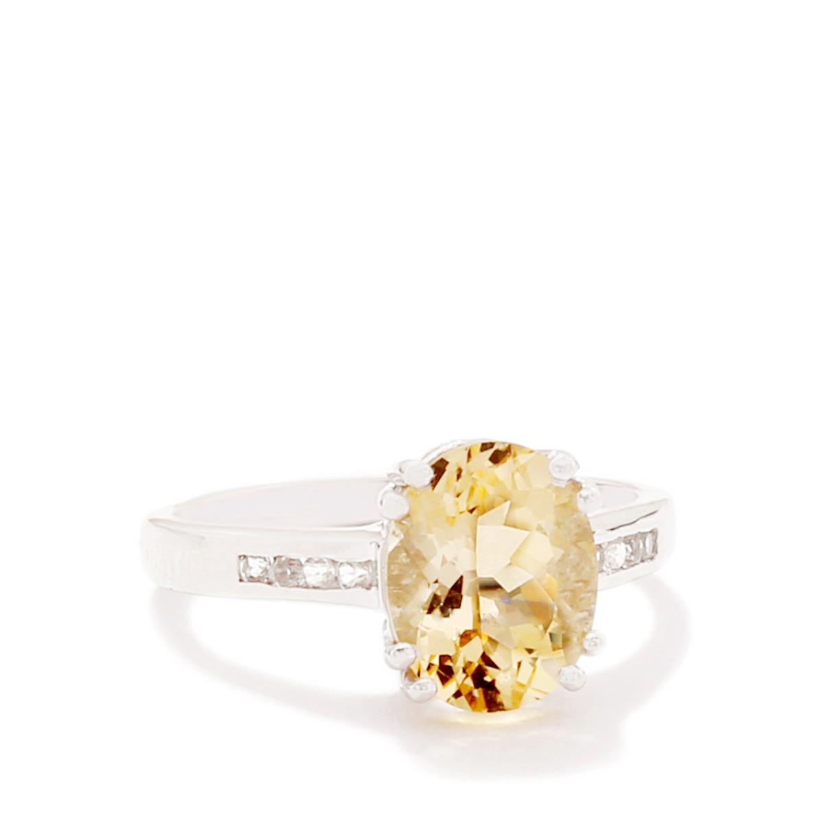 Golden Beryl & White Topaz Sterling Silver Ring ATGW 2.63cts | Gemporia