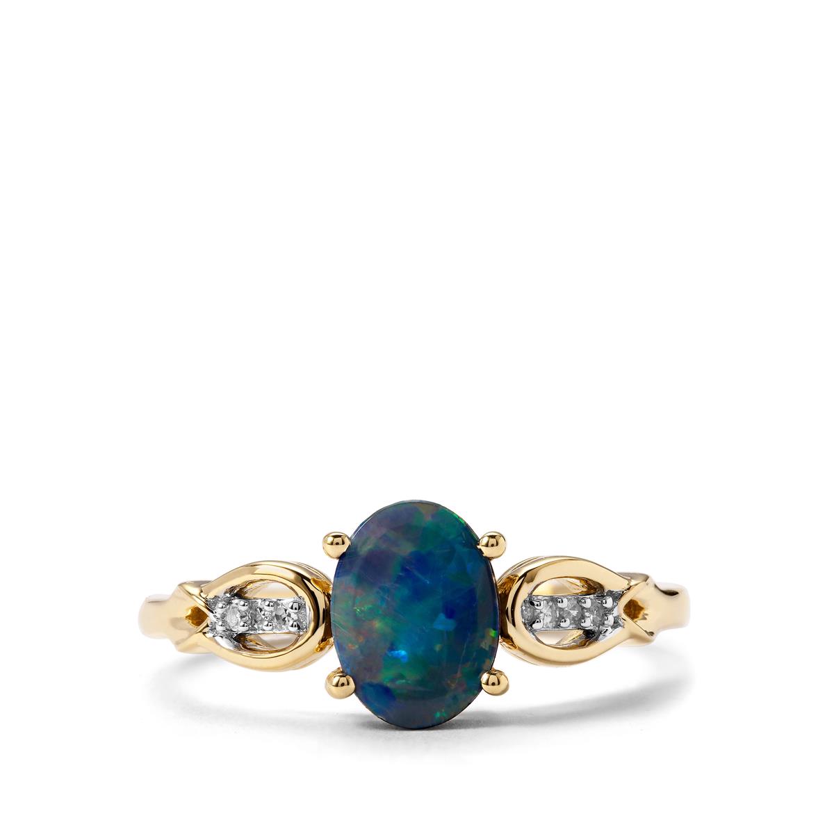 Crystal Opal on Ironstone Ring with Diamond in 9K Gold | Gemporia