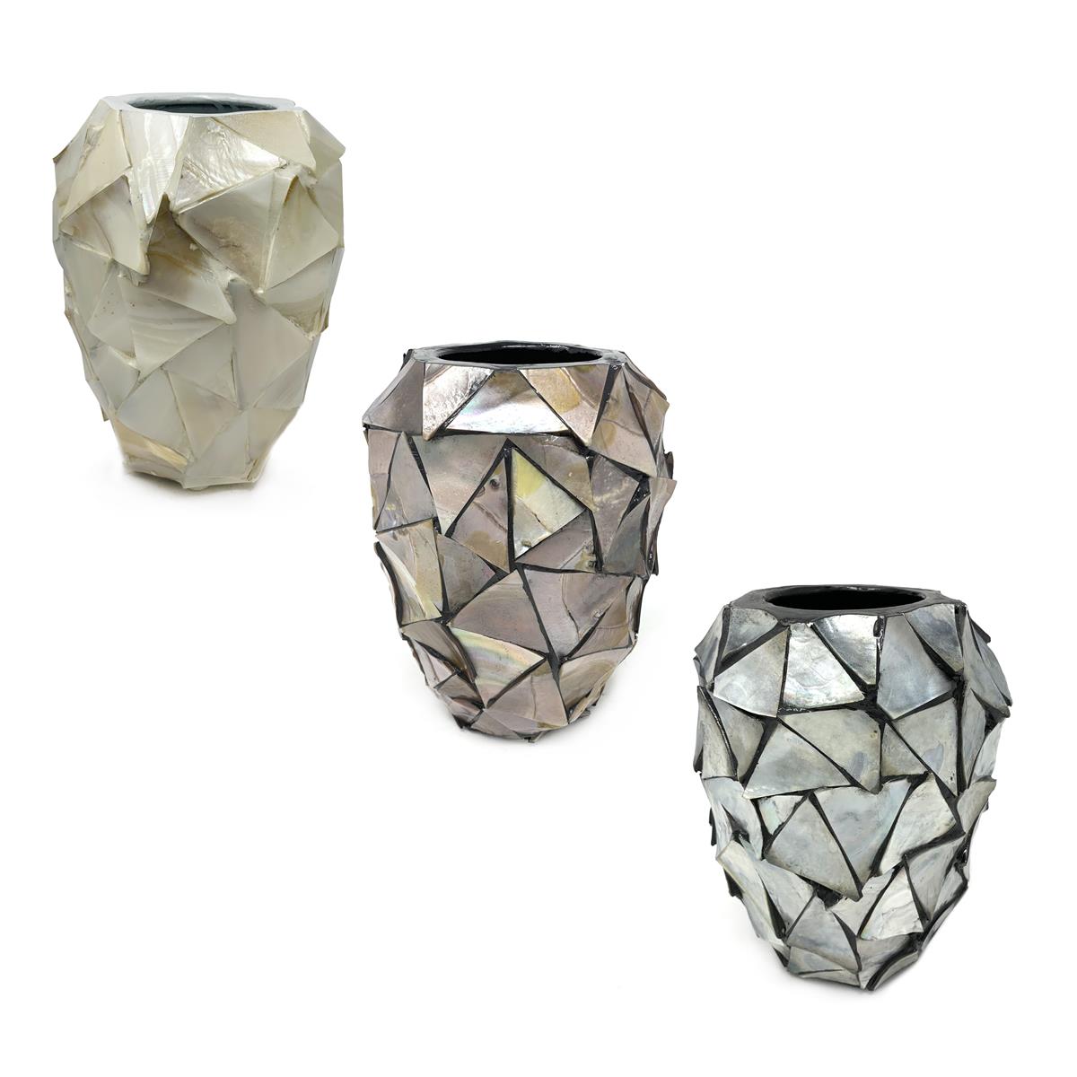 Gem Auras Abstract Mother of Pearl Vase (Available in White, Brown or ...