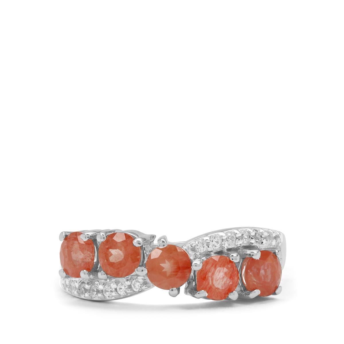 Imperial Mongolian Andesine Ring with White Zircon in Sterling Silver 1 ...