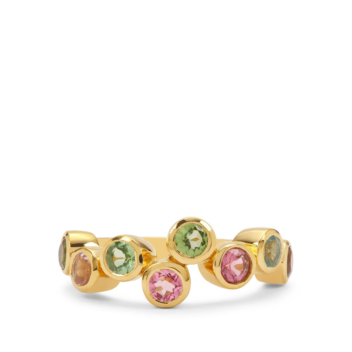 Multi-Colour Tourmaline Ring in Gold Plated Sterling Silver 1.50cts ...
