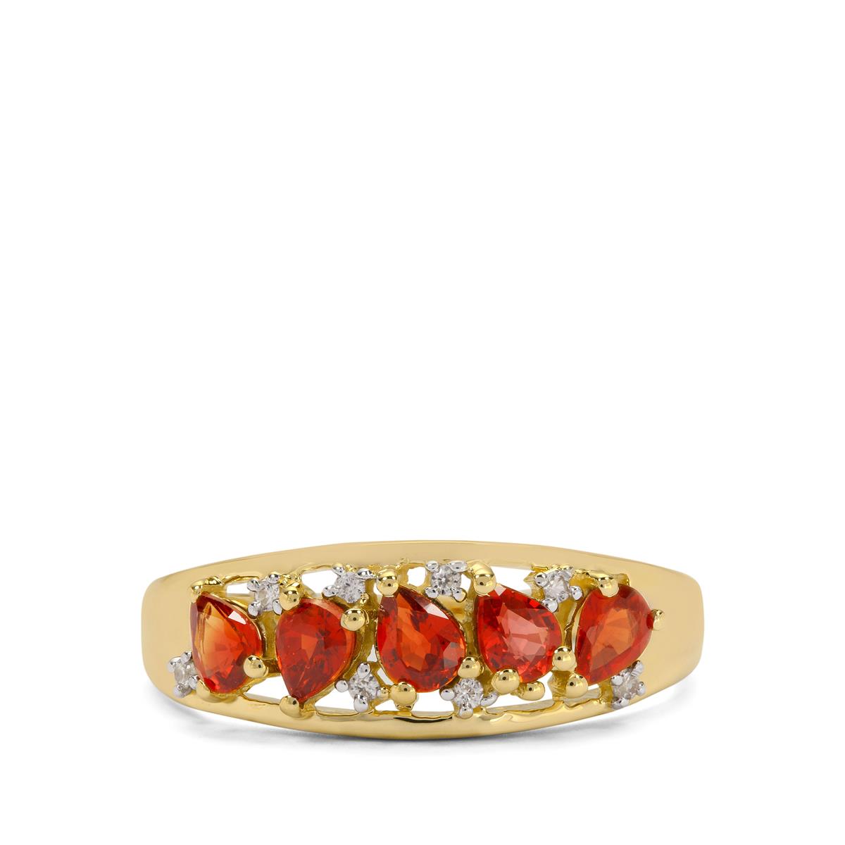 Songea Red Sapphire Ring with White Zircon in 9K Gold 0.90cts | Gemporia