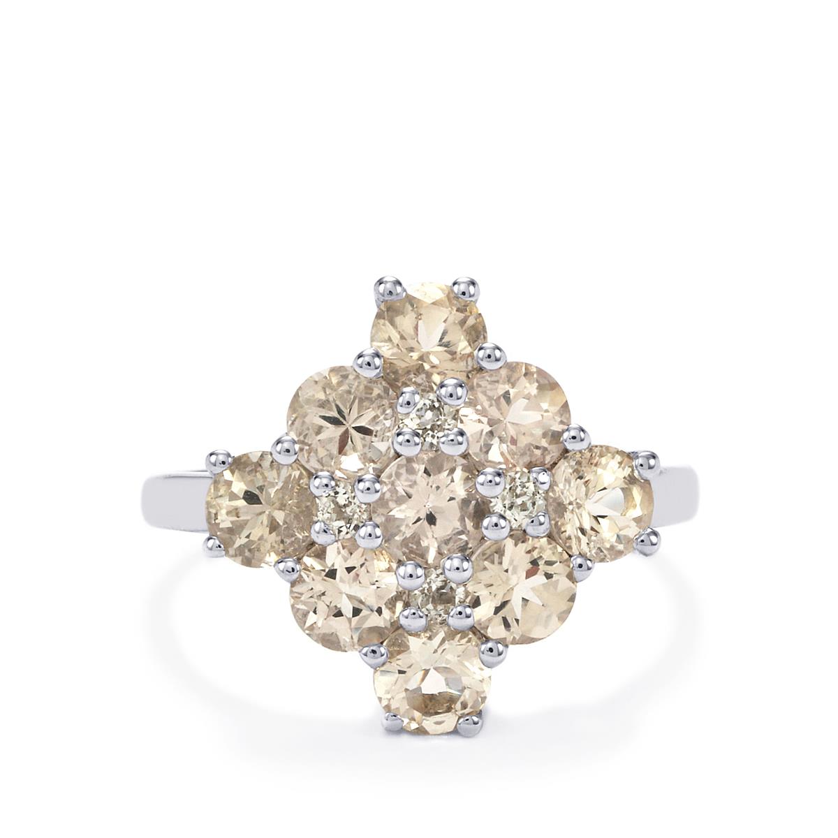 Champagne Danburite Ring with White Topaz in Sterling Silver 2.39cts ...