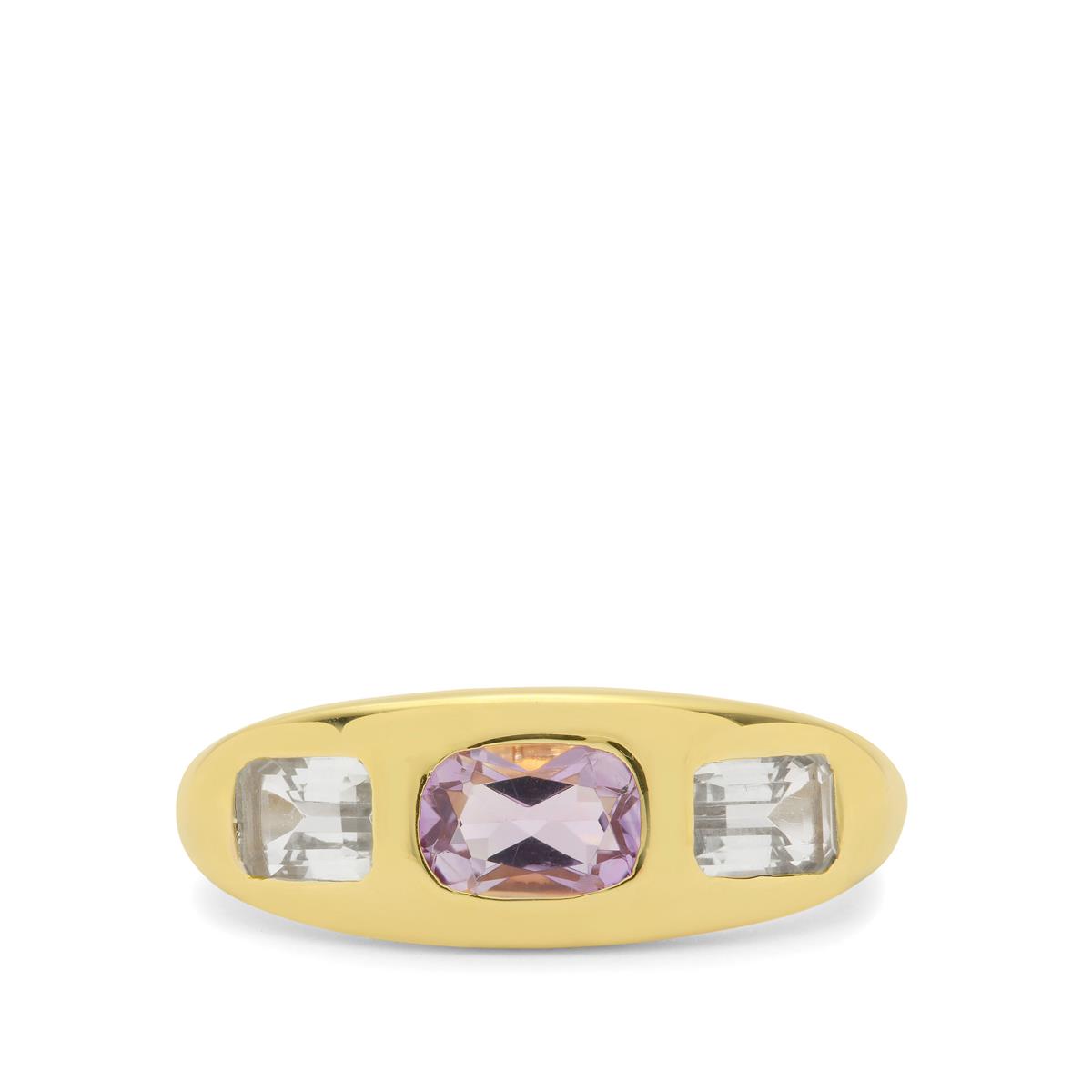 Rose De France Amethyst and Prasiolite Ring in Gold Plated Sterling ...