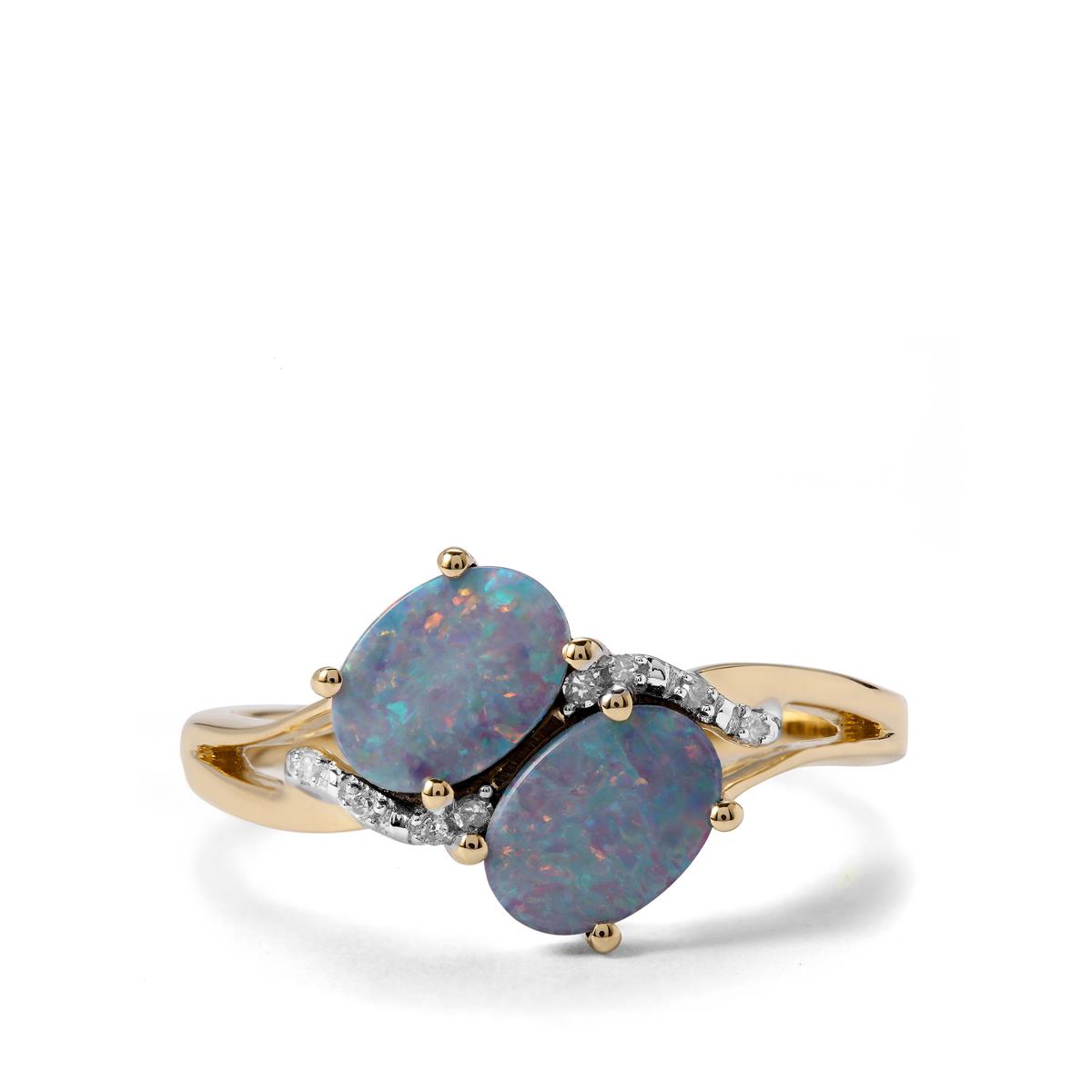 Crystal Opal on Ironstone Ring with Diamond in 9K Gold | Gemporia
