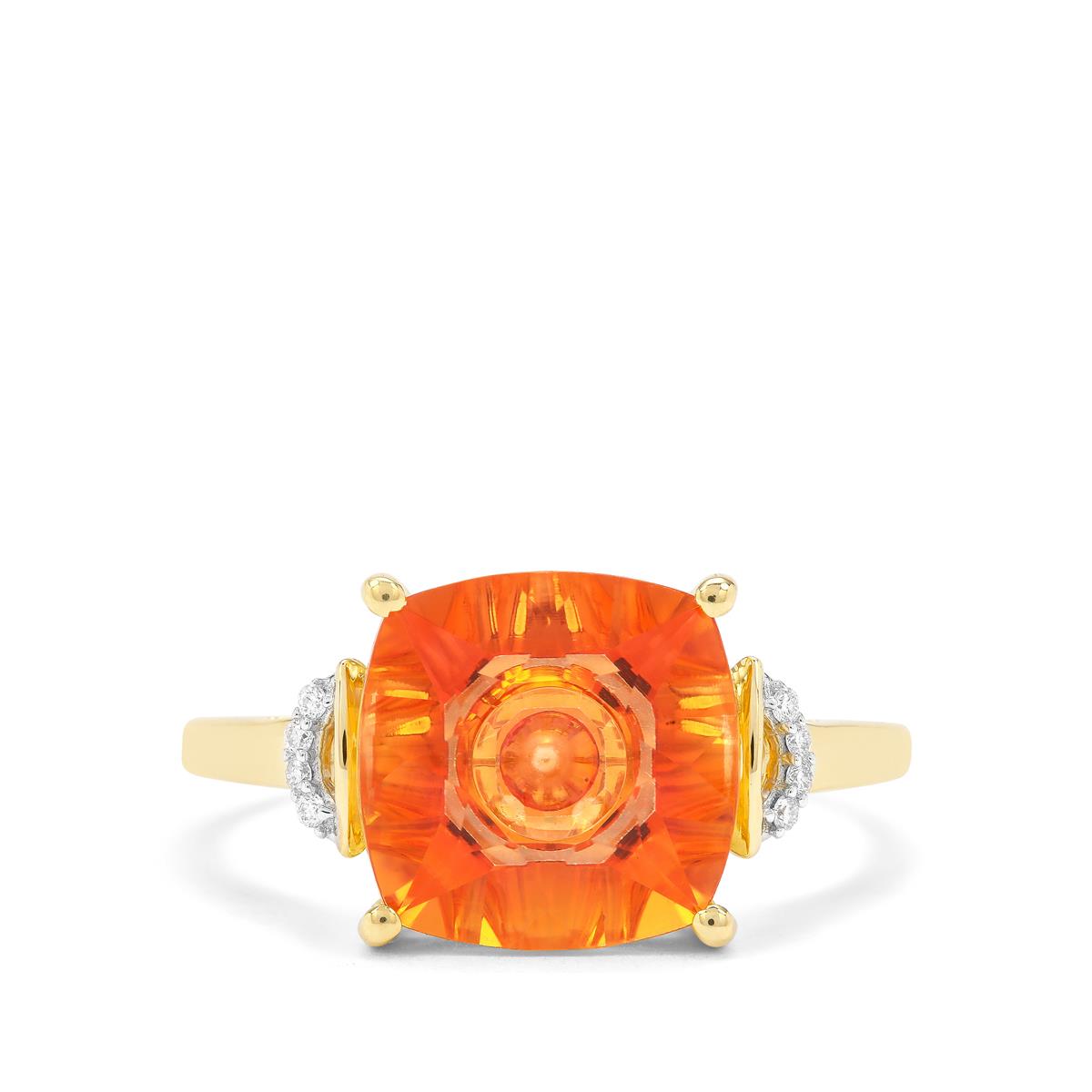 Lehrer Quasar Cut Padparadscha Quartz Ring with Diamond in 9K Gold 3 ...