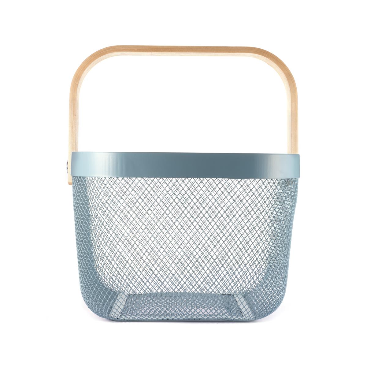 Wire Mesh Storage Basket with Handle in White or Blue | Gemporia