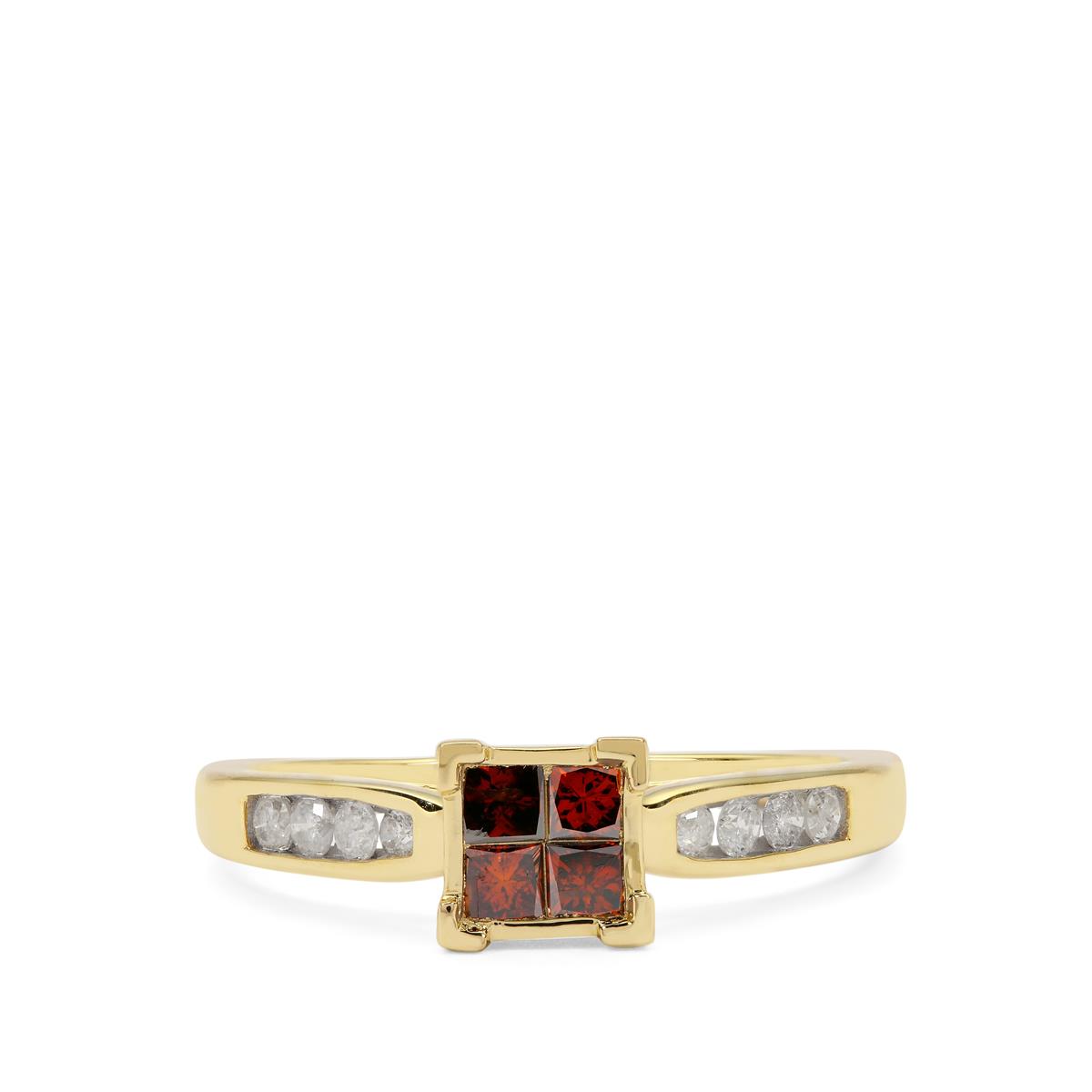 Red Diamond Ring with White Diamond in 9K Gold 0.50ct | Gemporia