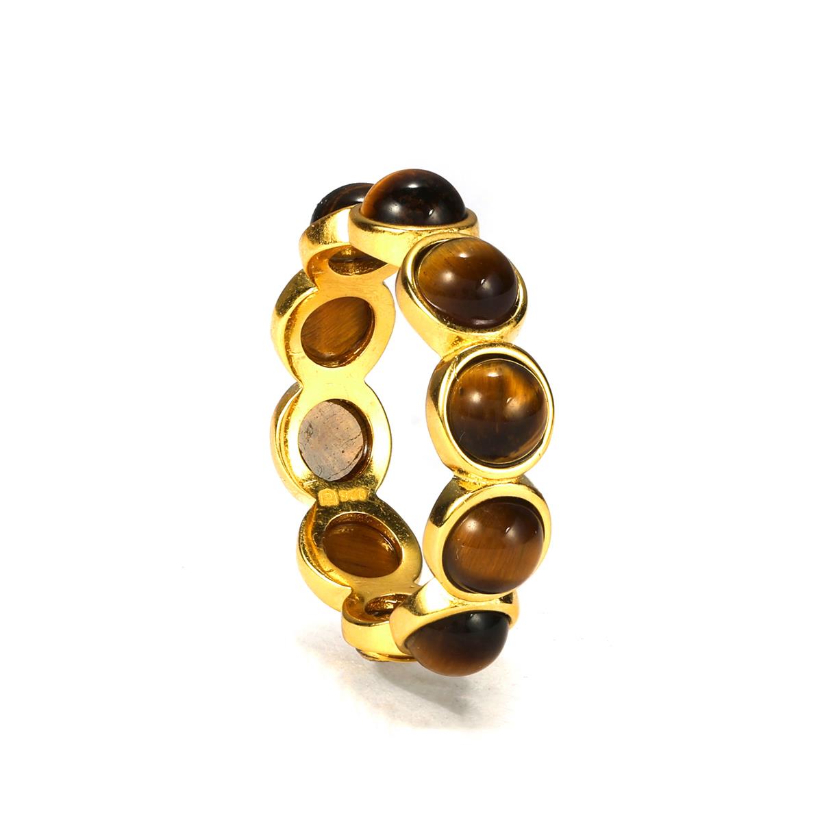 Yellow Tiger's Eye Ring in Gold Plated Sterling Silver 6cts | Gemporia