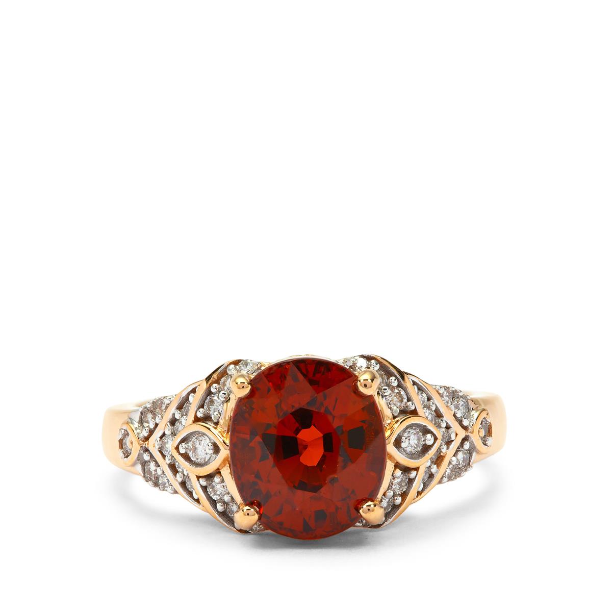 Malaya Garnet Ring with Diamonds in 18K Rose Gold 4.28cts | Gemporia