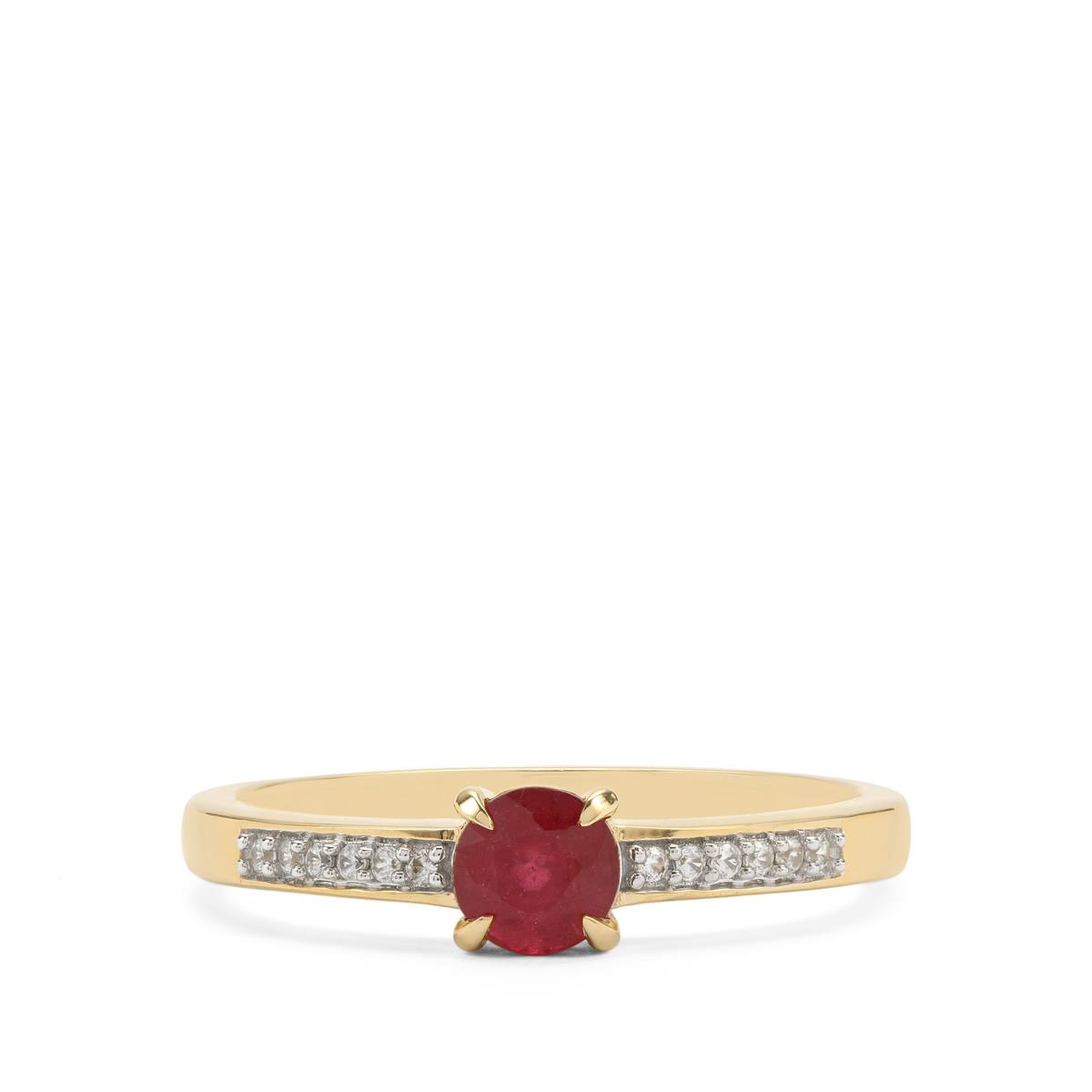 Bemainty Ruby Ring with White Zircon in 9K Gold 0.70ct (F) | Gemporia