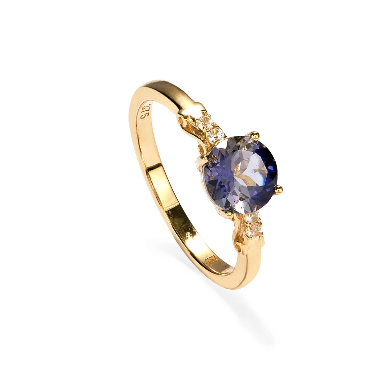Bengal Iolite Ring with White Zircon in 9K Gold 1.16cts | Gemporia