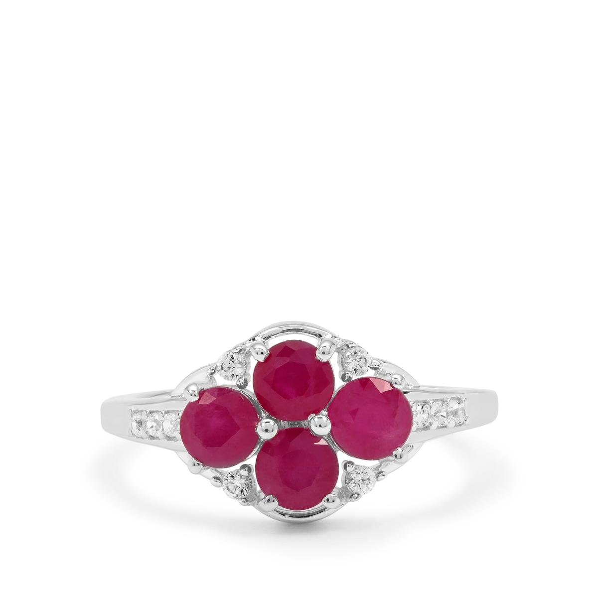 John Saul Ruby Ring with White Zircon in Sterling Silver 1.90cts | Gemporia