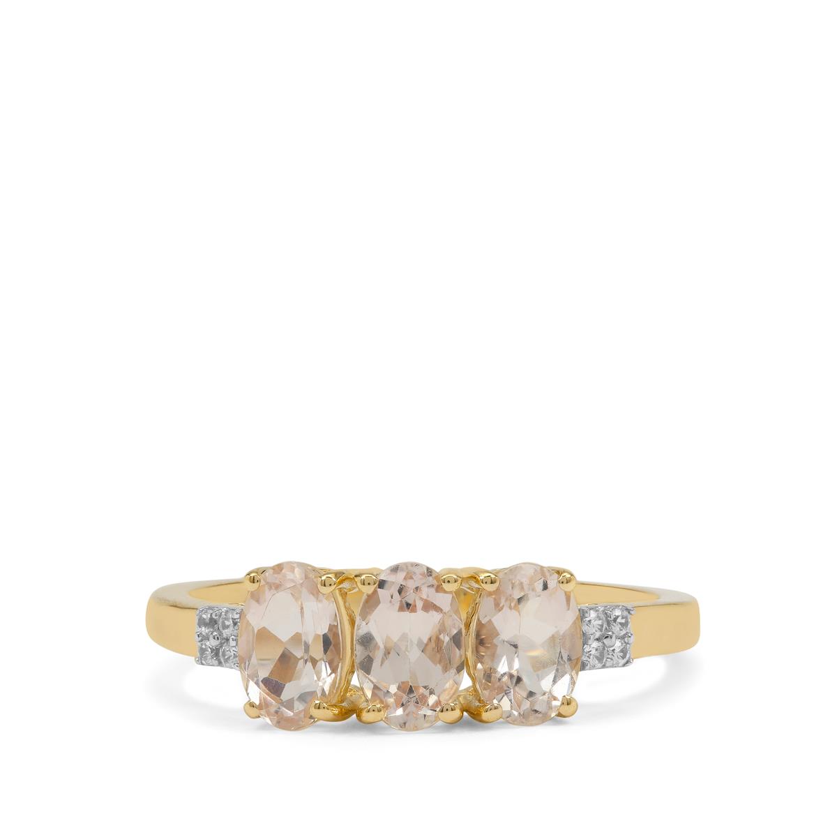 Rose Danburite Ring with White Zircon in 9K Gold 1.40cts | Gemporia