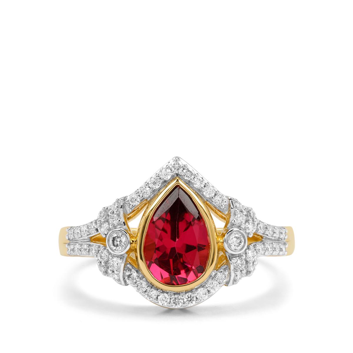 Congo Pink Tourmaline & Diamond 18K Gold Ring MTGW 1.65cts | Gemporia