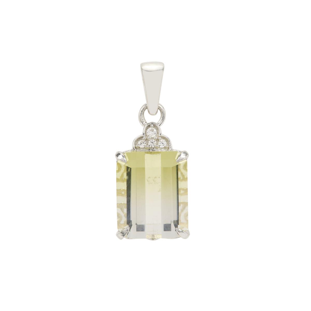 Bi Colour Quartz Pendant with White Zircon in Sterling Silver 6.55cts ...