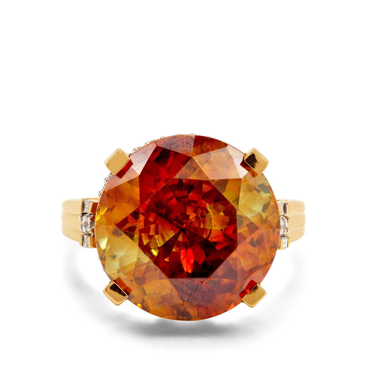 Sphalerite Ring with Diamond in 18K Gold 15.27cts | Gemporia