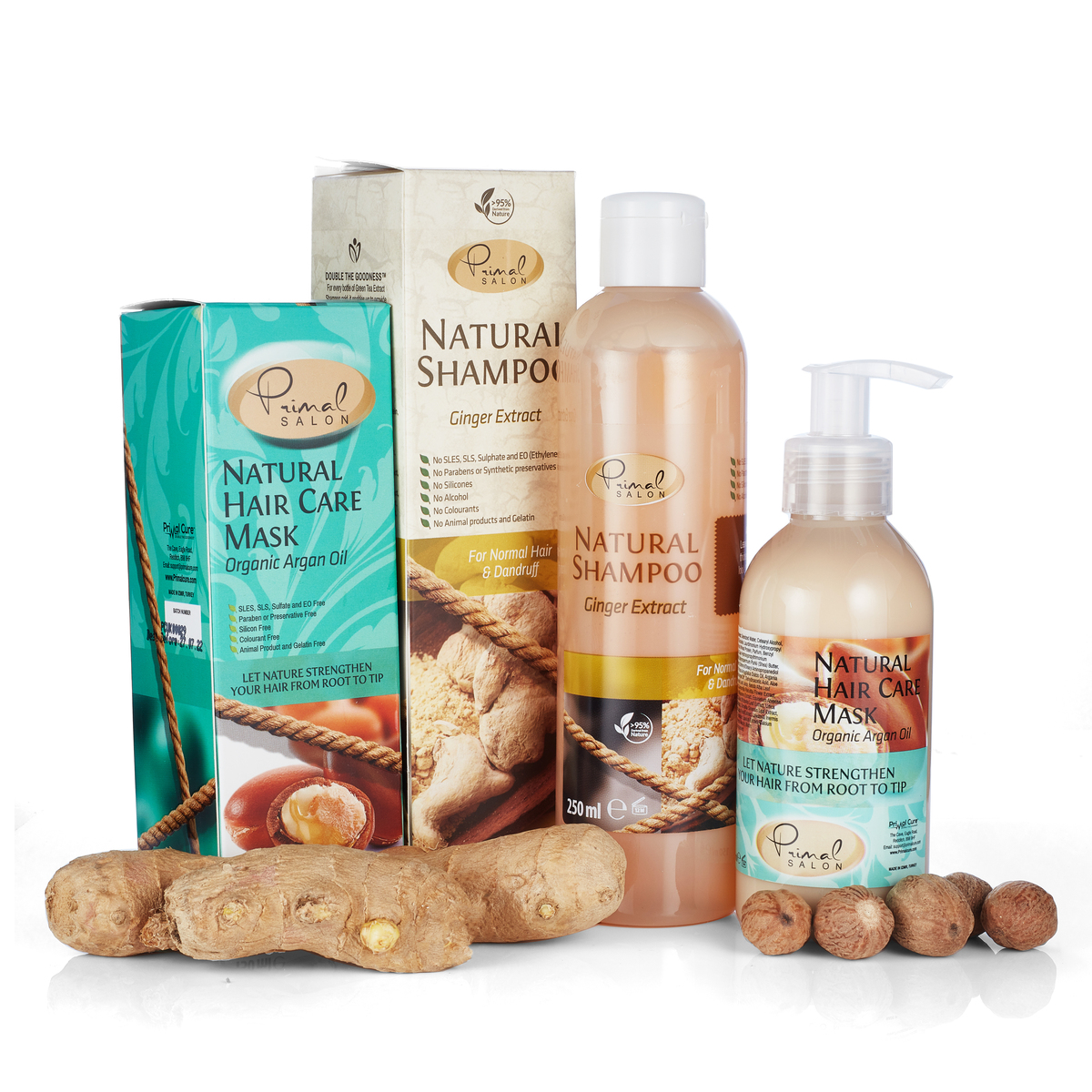 Natural Ginger Oil Shampoo Set with Hair Care Mask | Gemporia