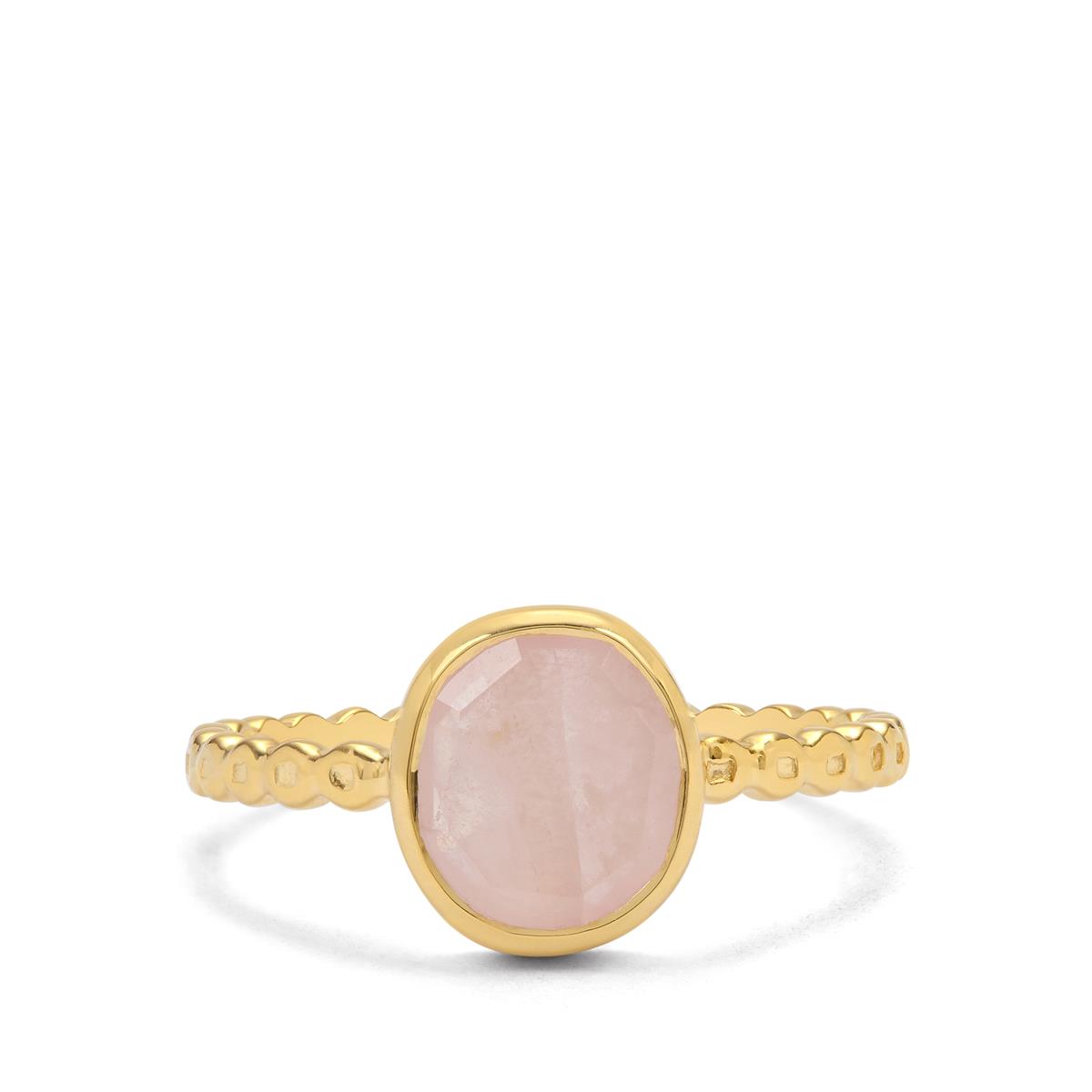 Thalia Rose Quartz Gold Plated Ring | Gemporia